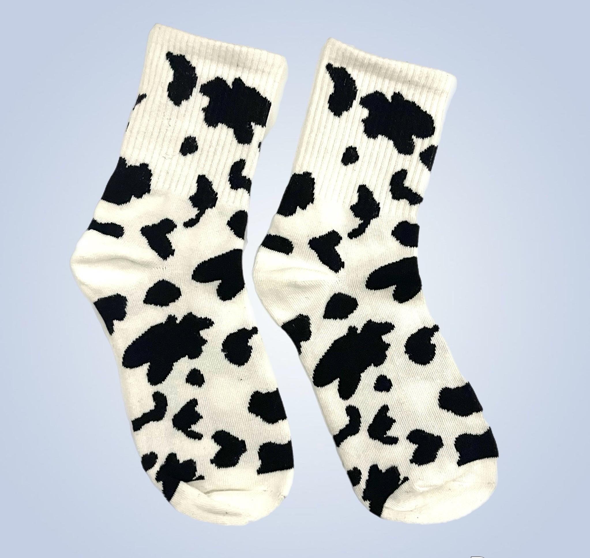 Cow Print Socks- Cow Crew Women Socks - Black White Crew Socks - Milk ...