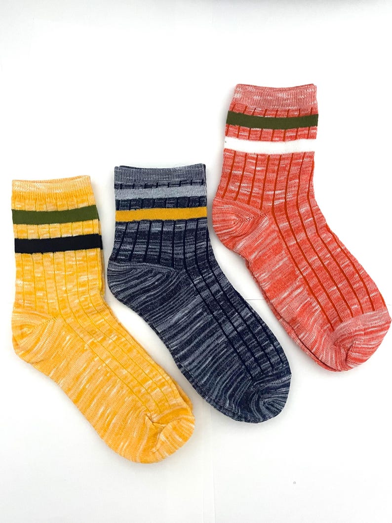Set of 3 Unisex Vintage Style Crew Socks -crew Men Socks - Mens Crew ...