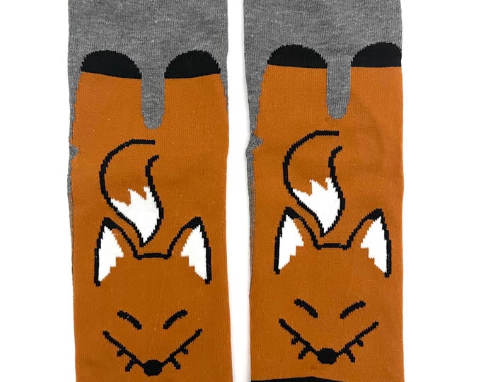 Mens Japanese Fox Tabi Socks - Magical Fox Animal Socks - Japanese Crew ...