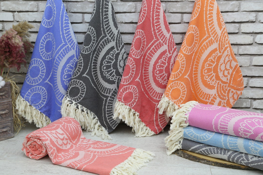 Turkish Blanket,floral Design Blanket,turkish Throws,cotton Blanket ...