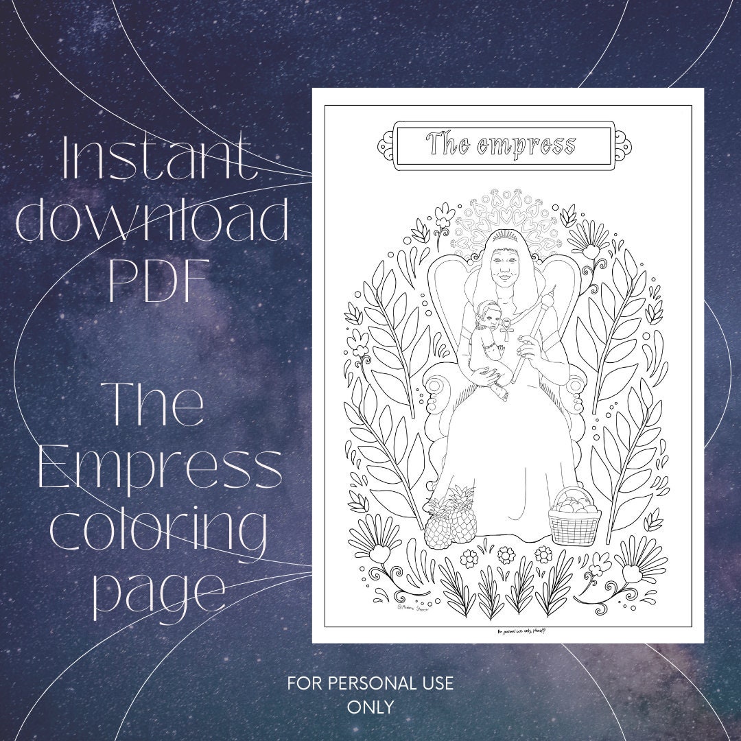 The Empress Coloring Page Tarot - Etsy