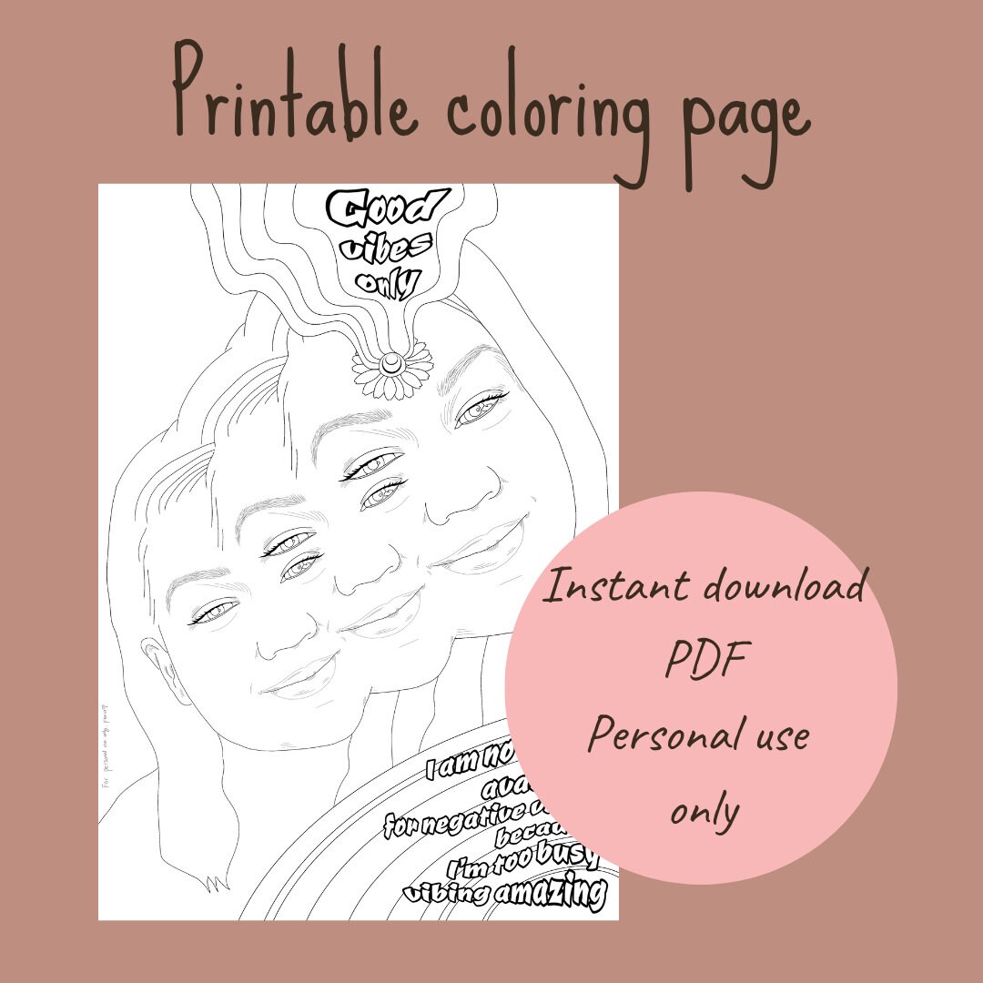 Good Vibes Only Coloring Page - Etsy