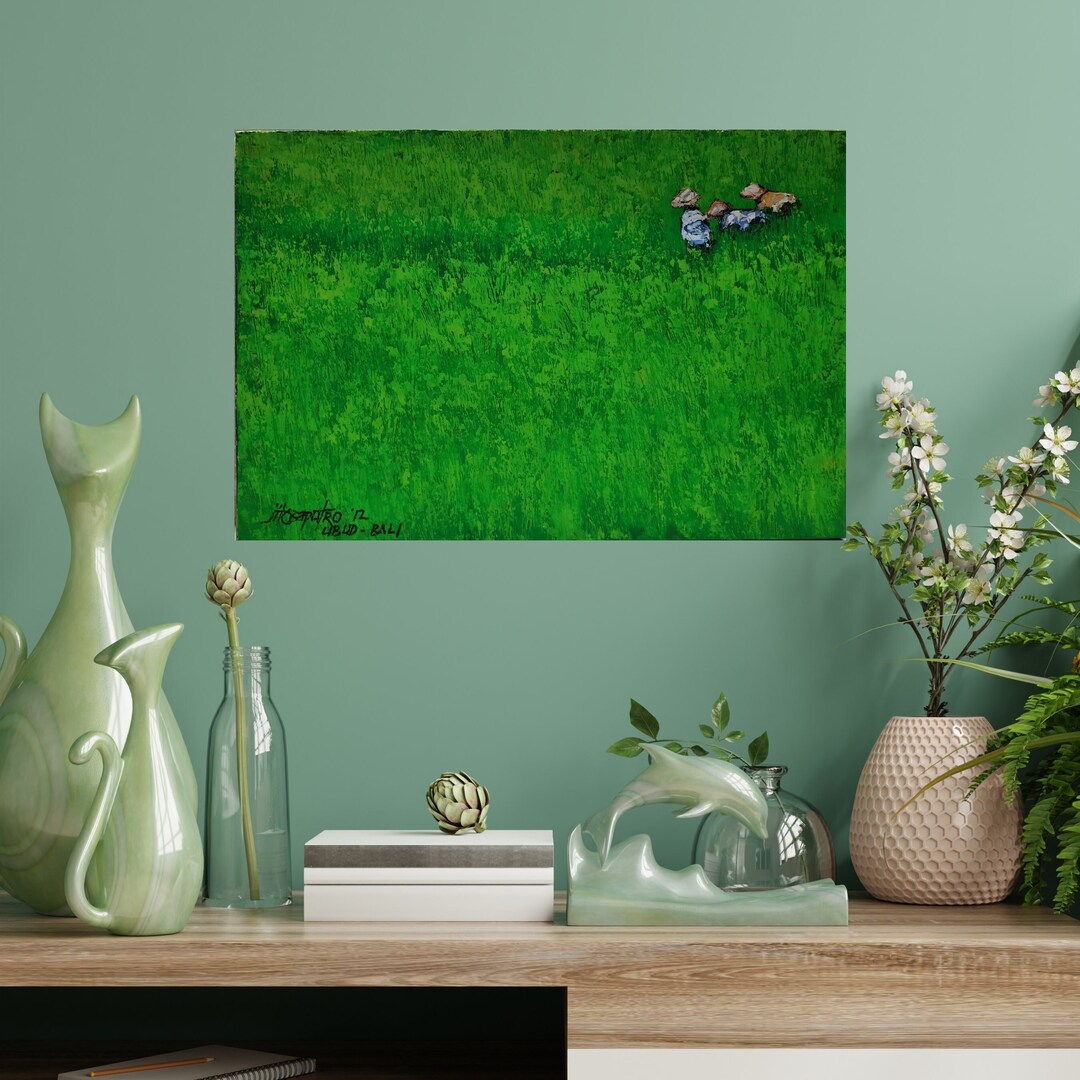 Green Rice Field Painting, Balinese Rice Field Painting, Acrylic on ...
