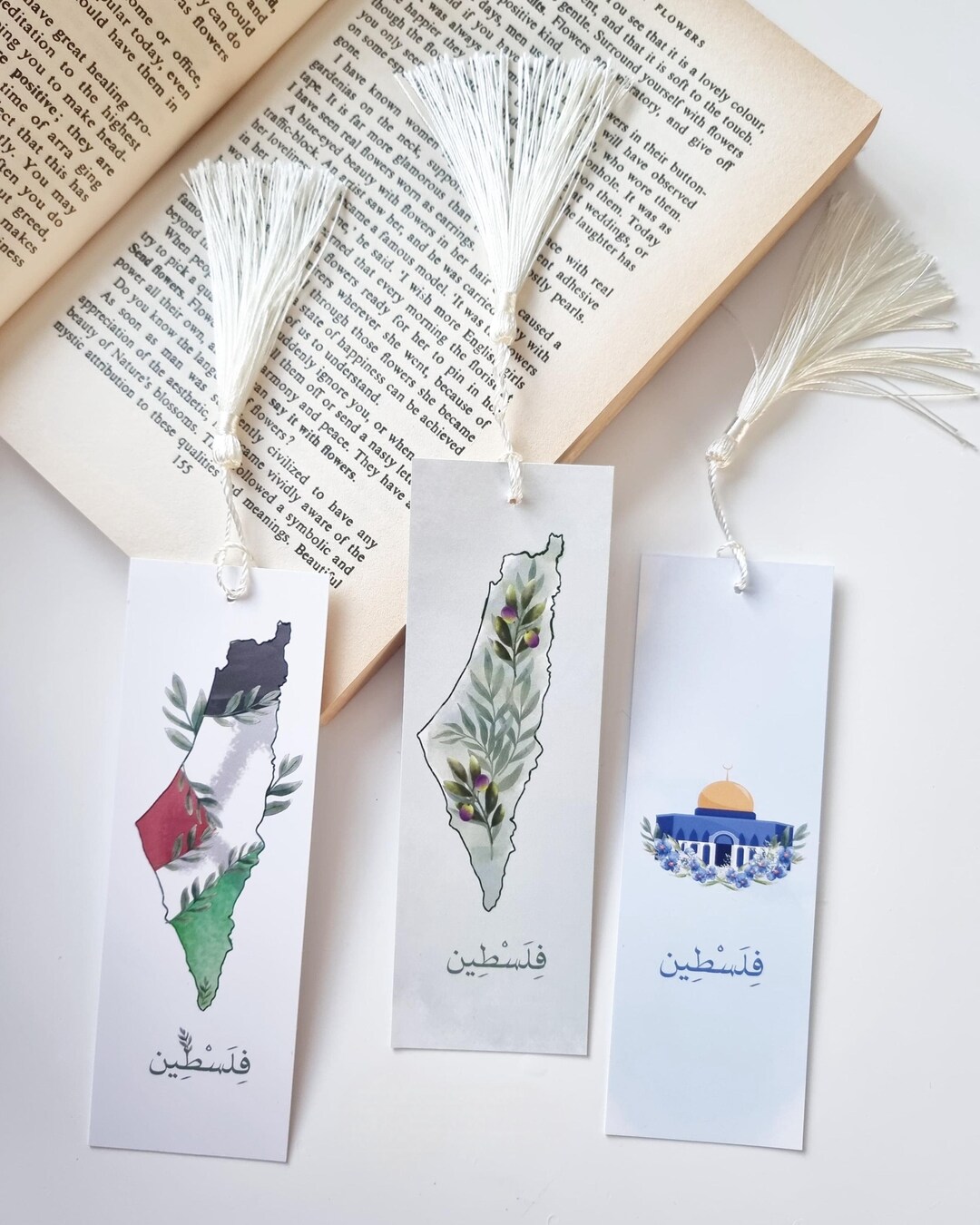 Palestine Map Flag Arabic Bookmarks Double Side Bookmark. Set of 3. - Etsy