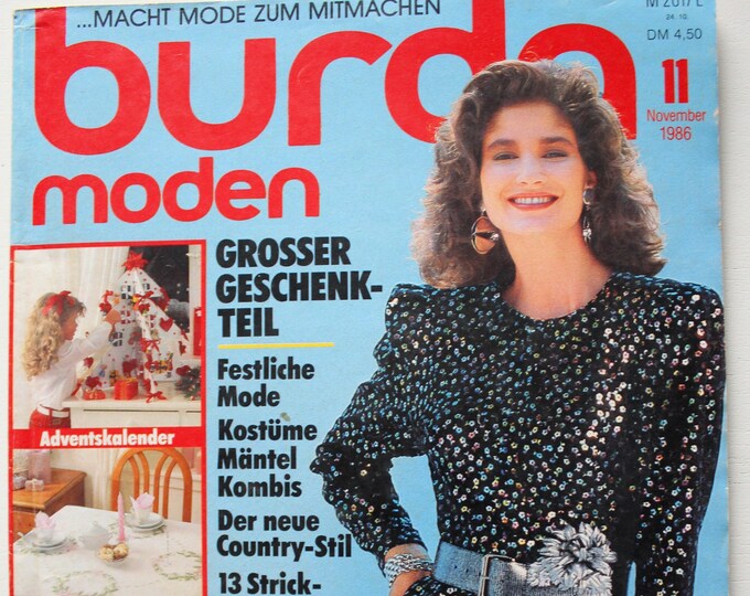 Burda Moden 11/ 1986 Instructions, Cutting Sheets, Fashion Magazine ...