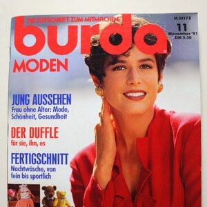 Burda Moden 11/ 1991 Instructions, Cutting Sheet, Fashion Magazine, Fashion Magazine, Sewing ...
