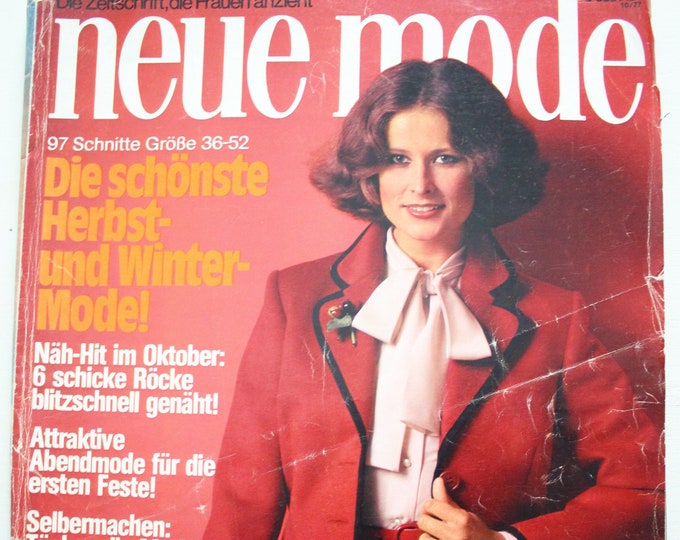 Neue Mode 10/1977 With Instructions, Sewing Patterns, Fashion Magazine ...