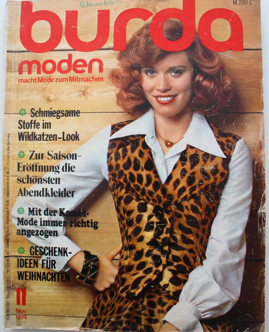 Burda Moden 11/ 1974 Instructions Pattern Sheets Fashion Magazine Patterns Fashion Magazine ...