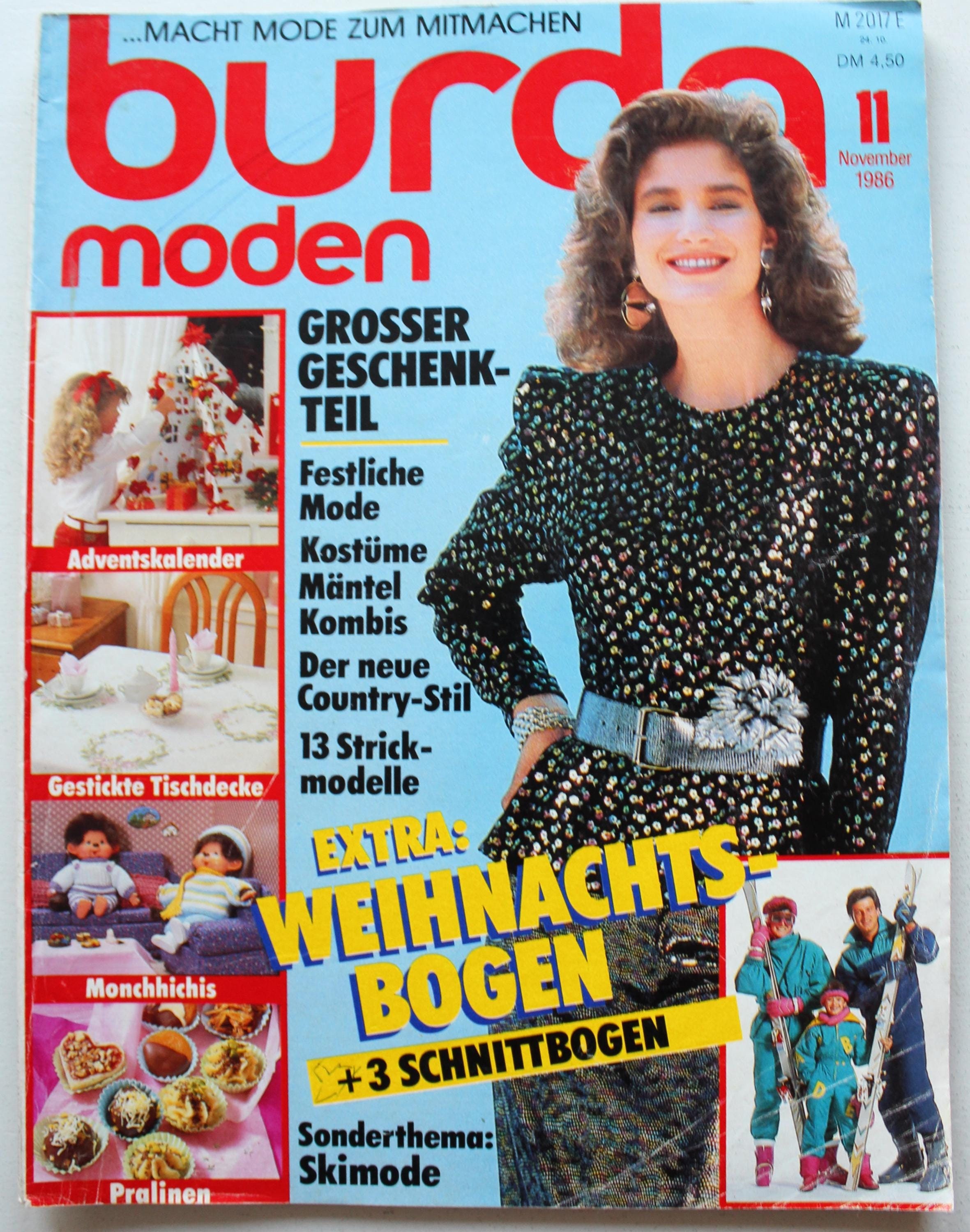 Burda Moden 11/ 1986 Instructions, Pattern Sheets Fashion Magazine ...