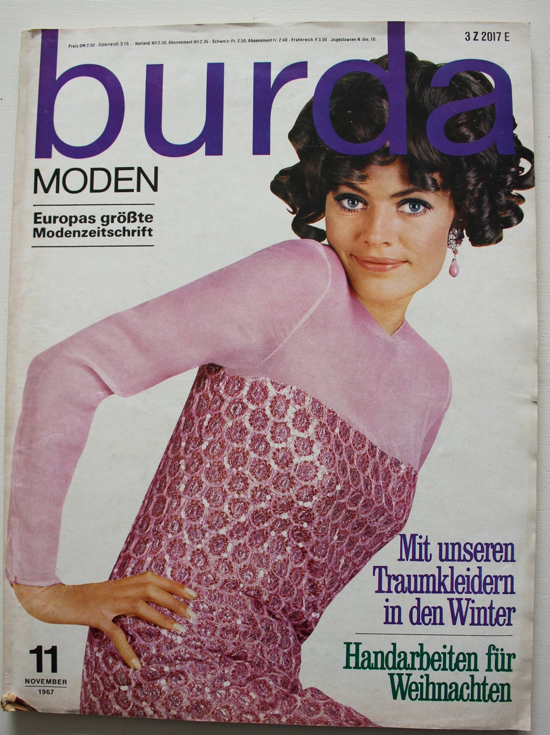 Burda Moden 11/ 1967 With Instructions, Pattern Sheets, Fashion Magazine, Sewing Magazine ...