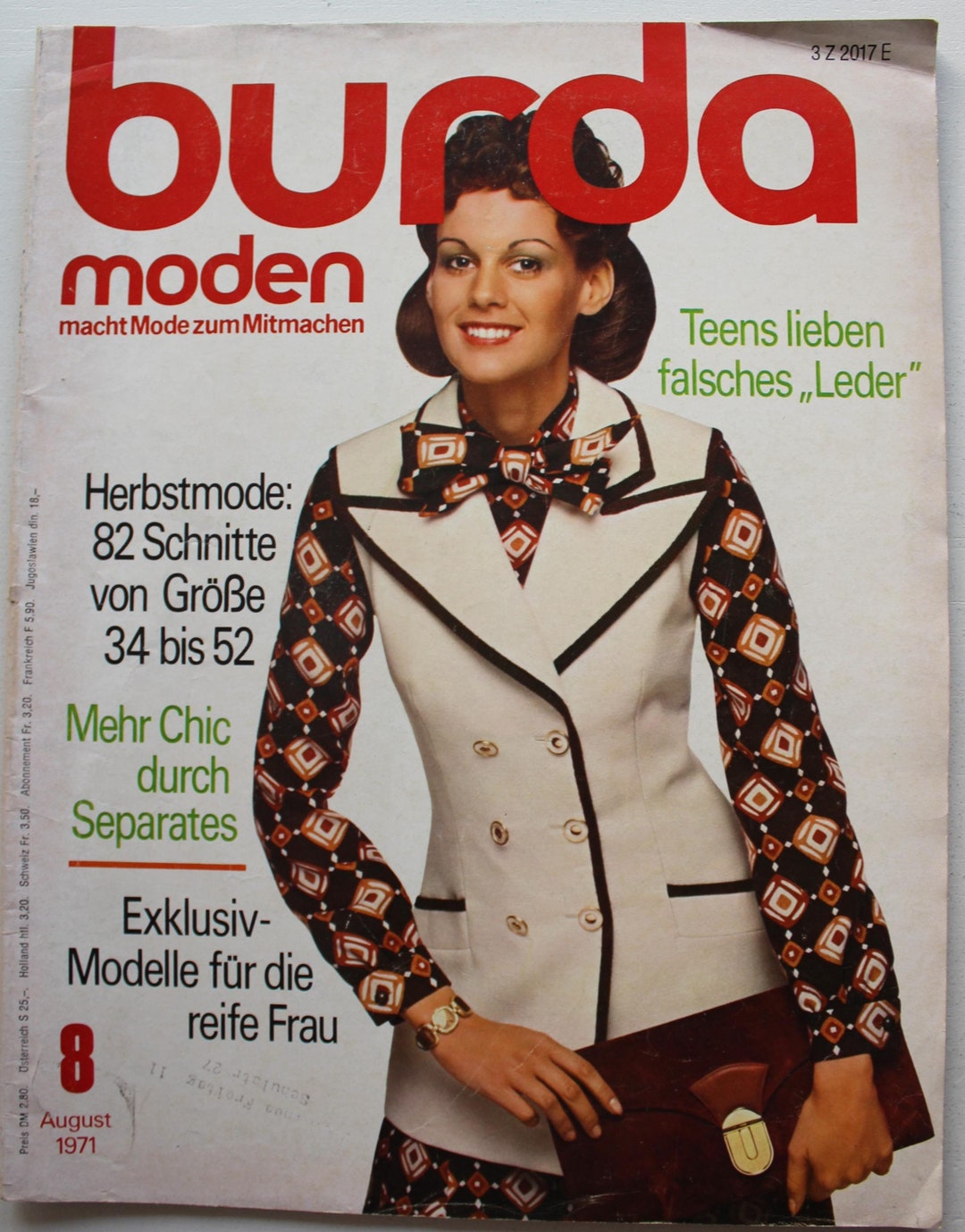 Burda Moden 8/ 1971 Instructions Cutting Sheets Fashion Magazine Patterns Fashion Magazine Retro ...
