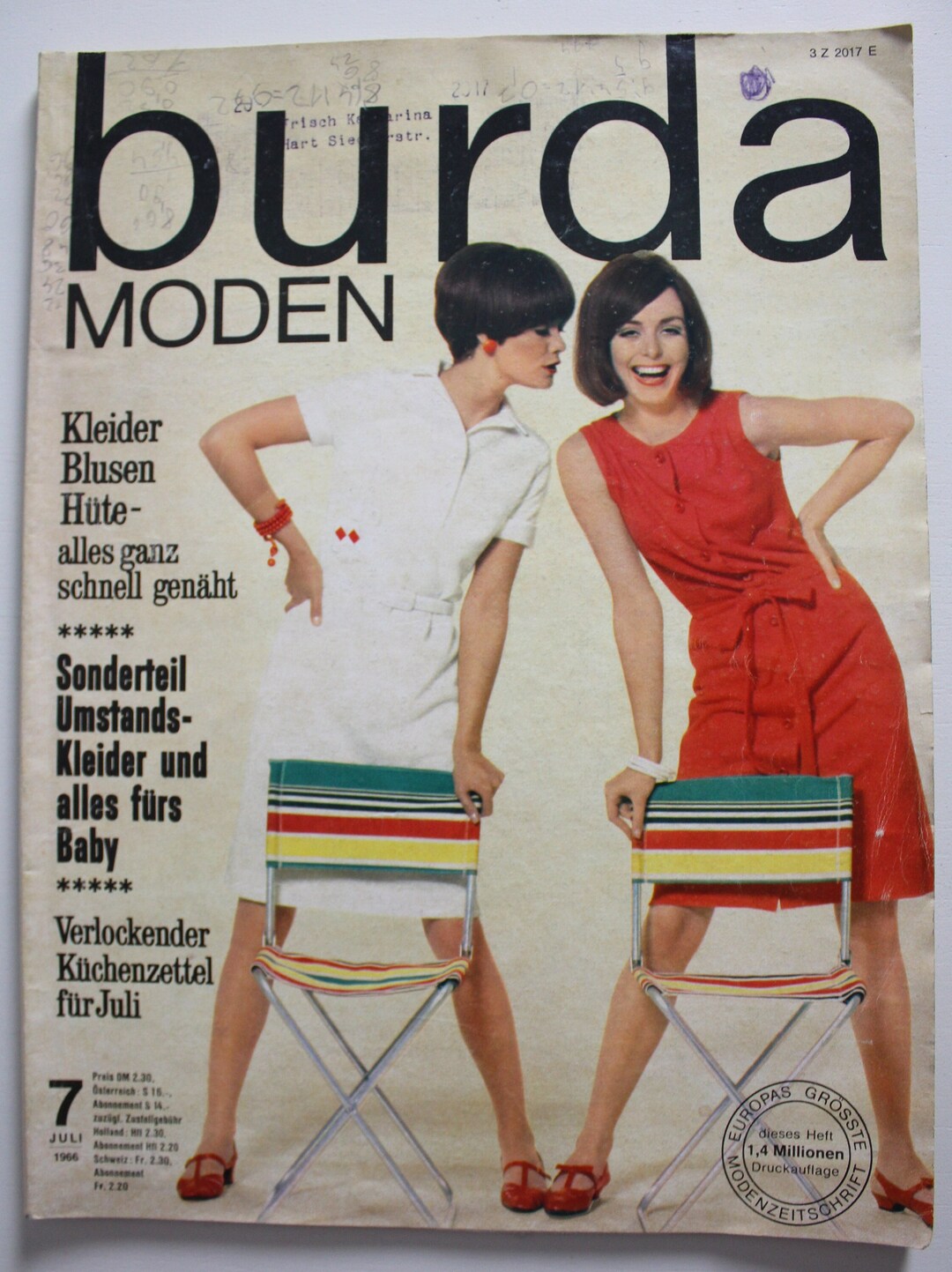 Burda Moden 7/ 1966 Instructions, Cutting Sheets, Fashion Magazine, Fashion Booklet, Sewing ...
