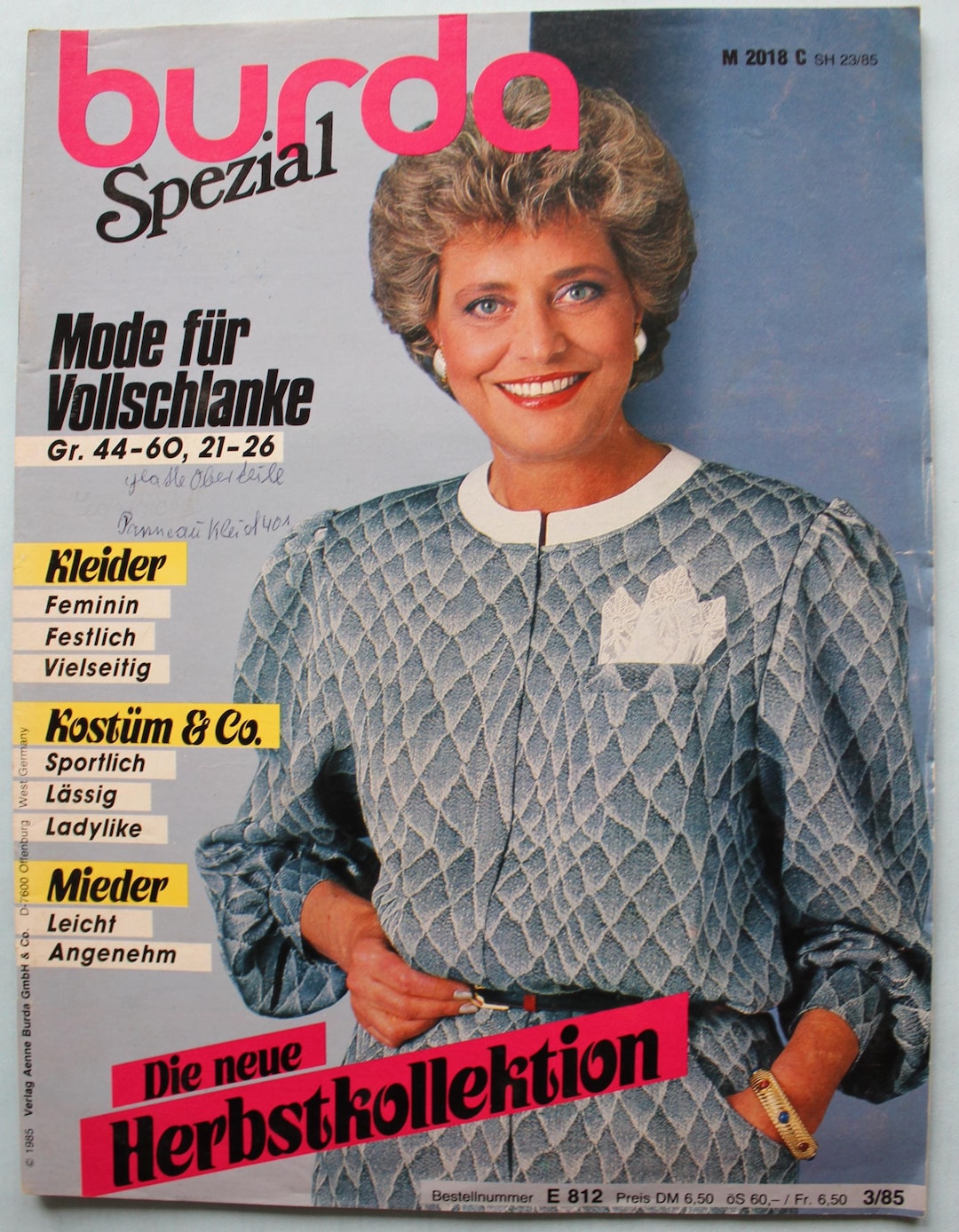 Burda Mode Für Vollfiguren 1985 Instructions Pattern Sheet Fashion ...