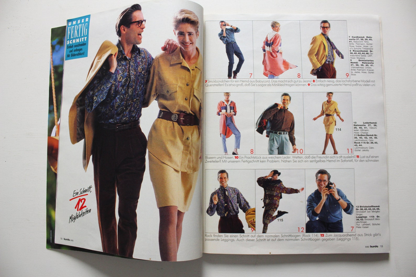 Burda Moden 8/ 1990 Instructions, Pattern Sheets, Fashion Magazine ...