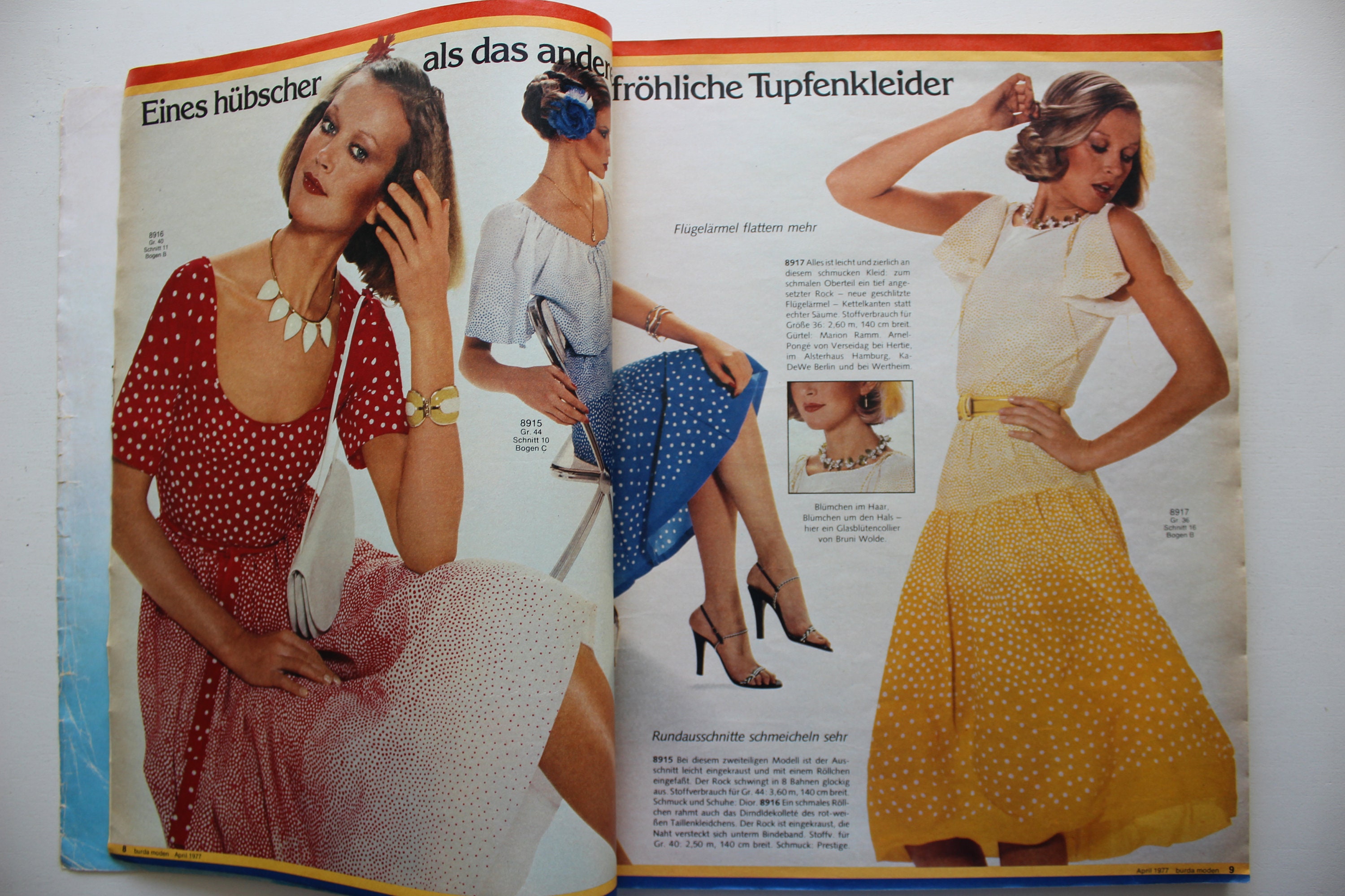 Burda Moden 4/ 1977 Instructions, Cutting Sheet, Fashion Magazine ...