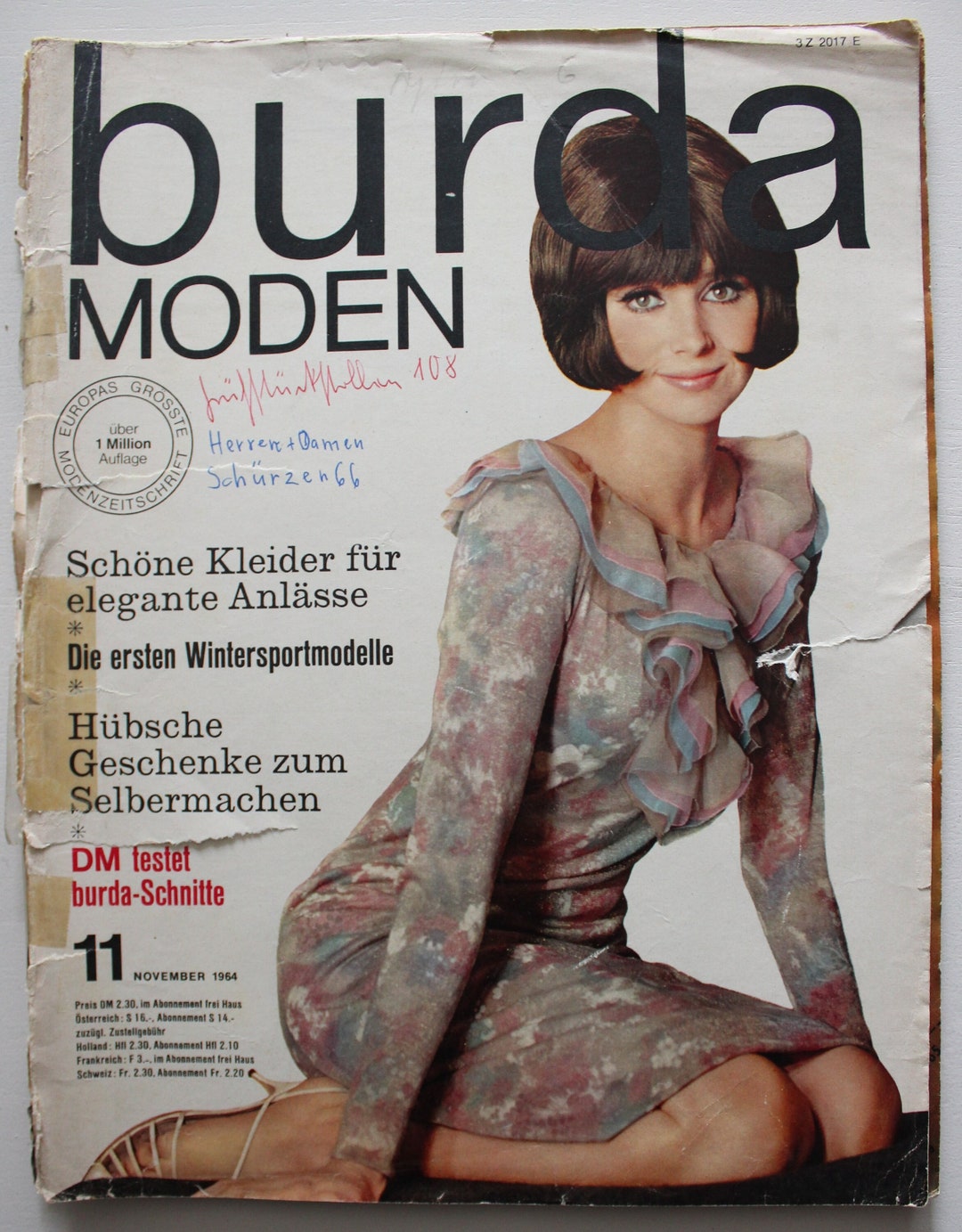 Burda Moden 11/ 1964 Instructions, Cutting Sheets, Fashion Magazine, Fashion Booklet, Sewing ...