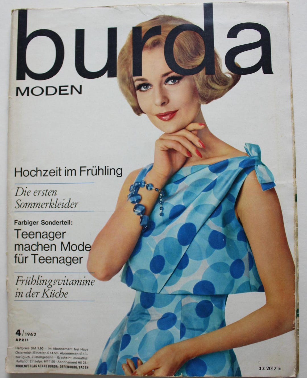 Burda Moden 4/ 1962 Instructions Cutting Sheets Fashion Magazine Patterns Fashion Magazine Retro ...