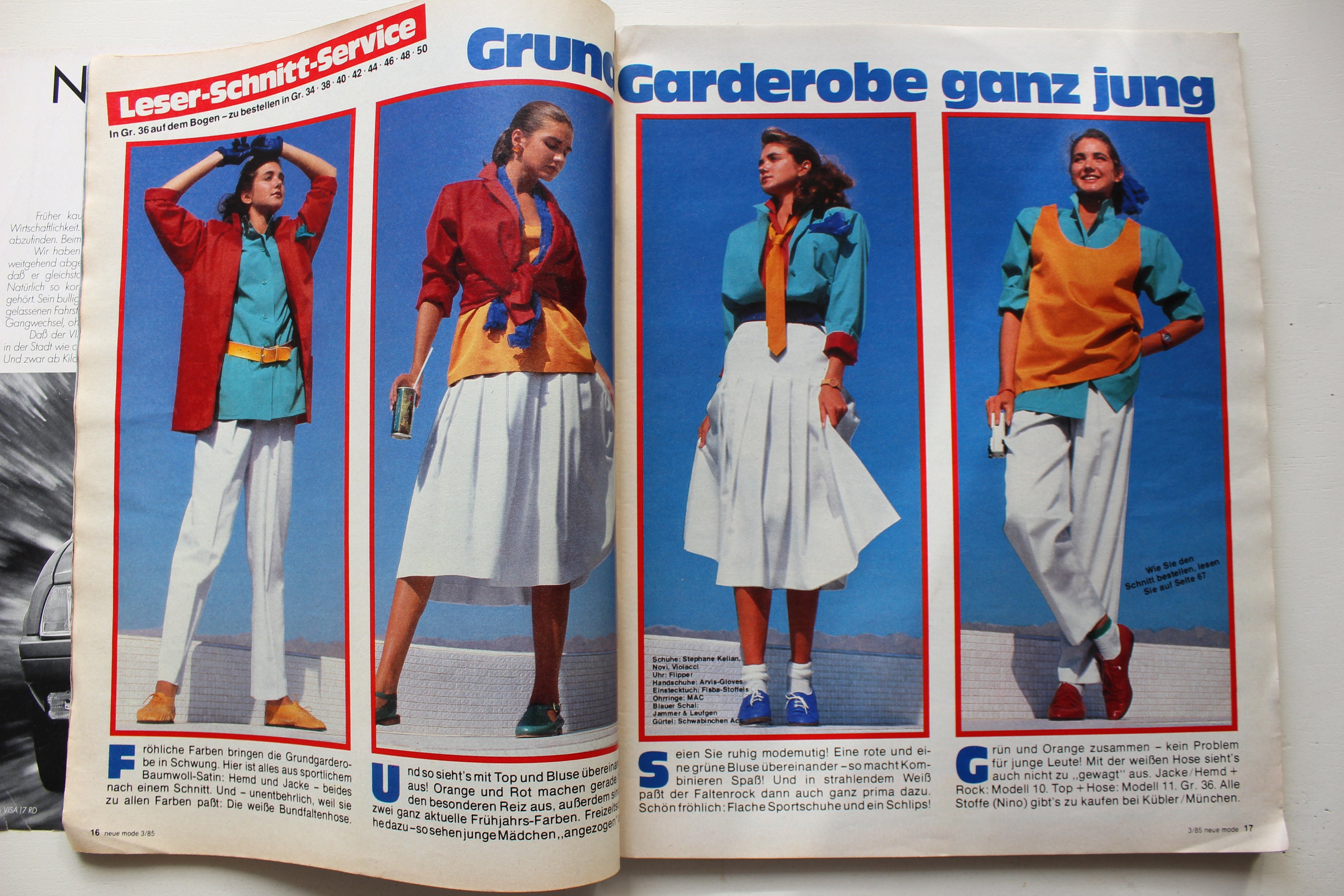 Neue Mode 3/ 1985 Work Supplement, Cutting Sheet, Fashion Magazine ...