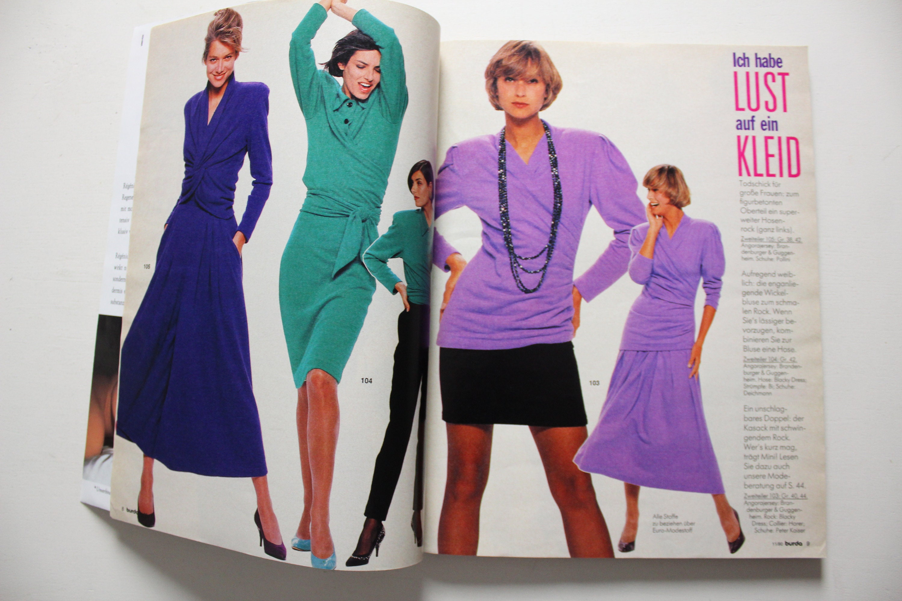 Burda Moden 11/ 1990 Instructions, Cutting Sheets, Fashion Magazine ...