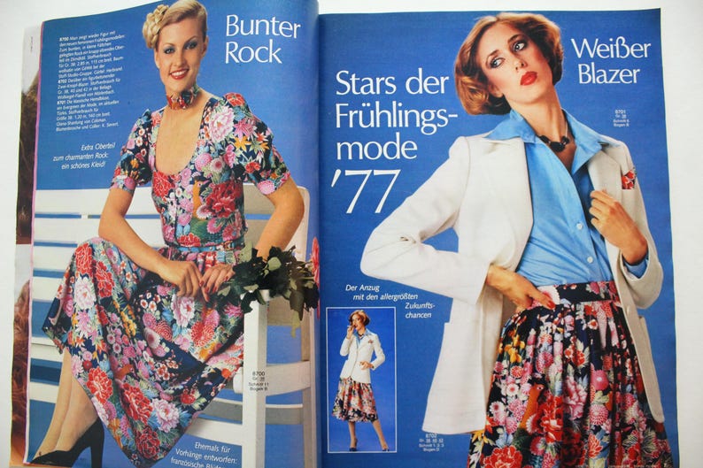 Vintage Zeitschrift Burda Moden 1/1977 Anleitungen Schnittbogen ...