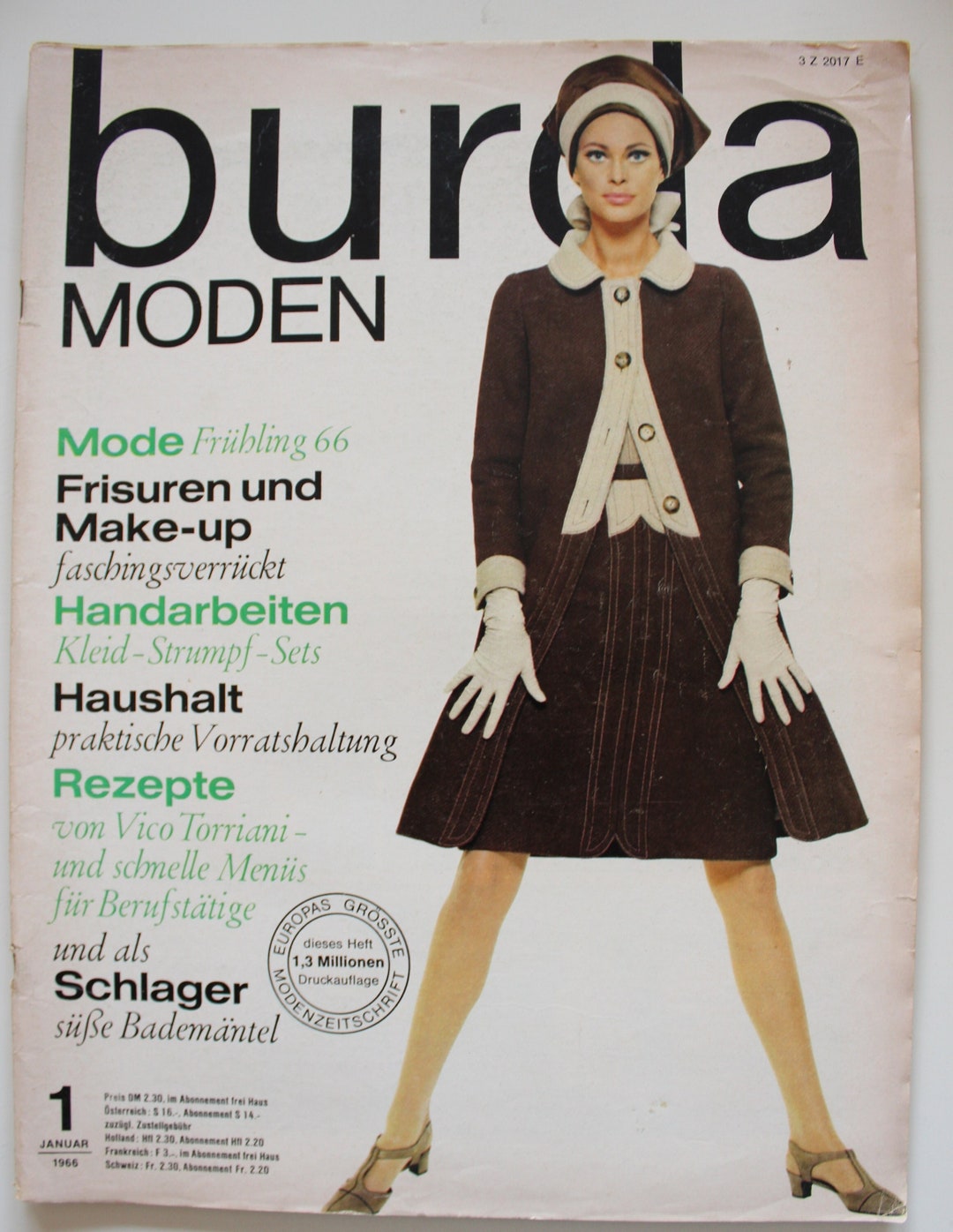 Burda Moden 1/ 1966 With Instructions, Patterns, Fashion Magazine, Fashion Magazine, Sewing ...