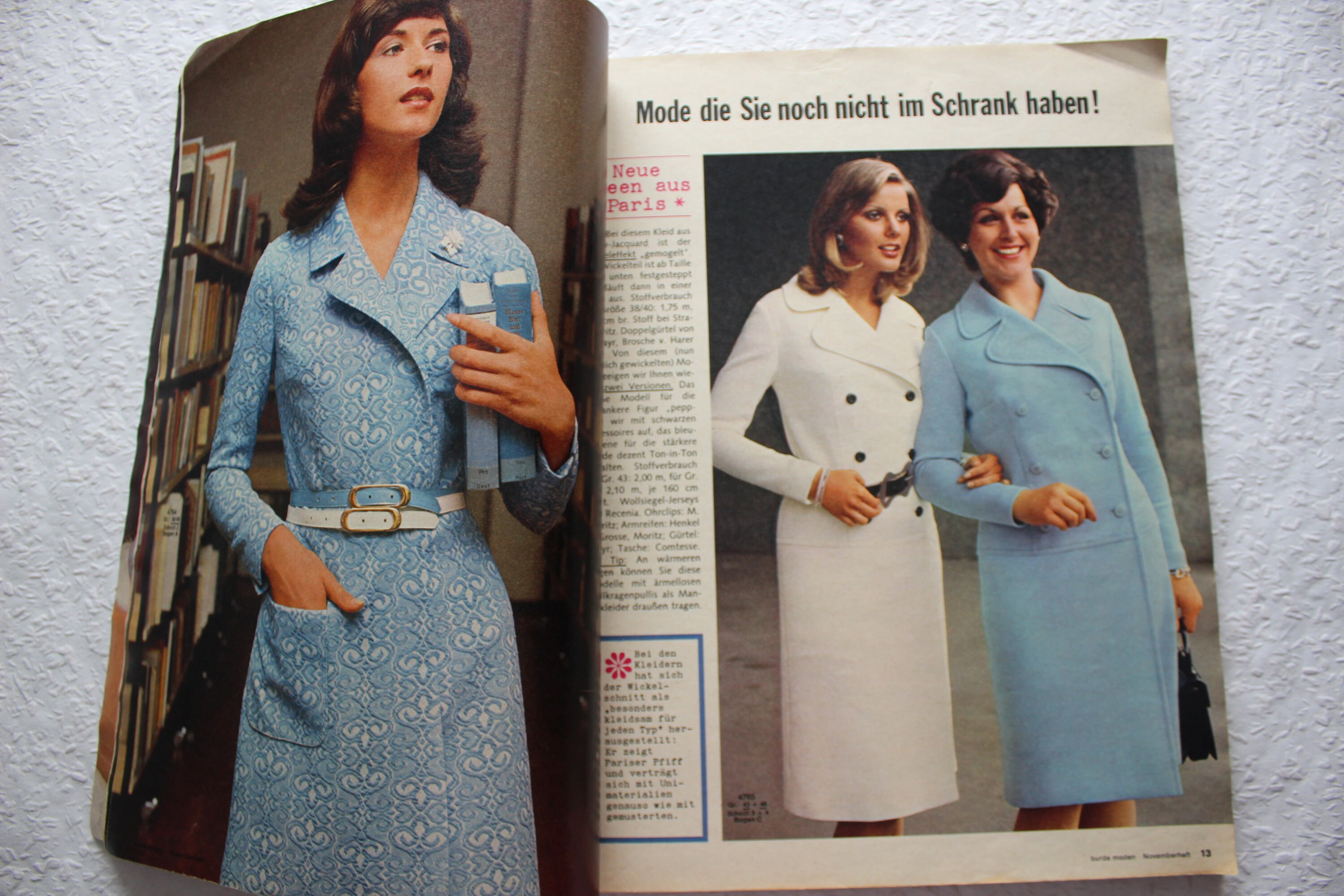 Burda Moden 11/ 1972 Instructions, Cutting Sheets, Fashion Magazine, Fashion Booklet, Sewing ...