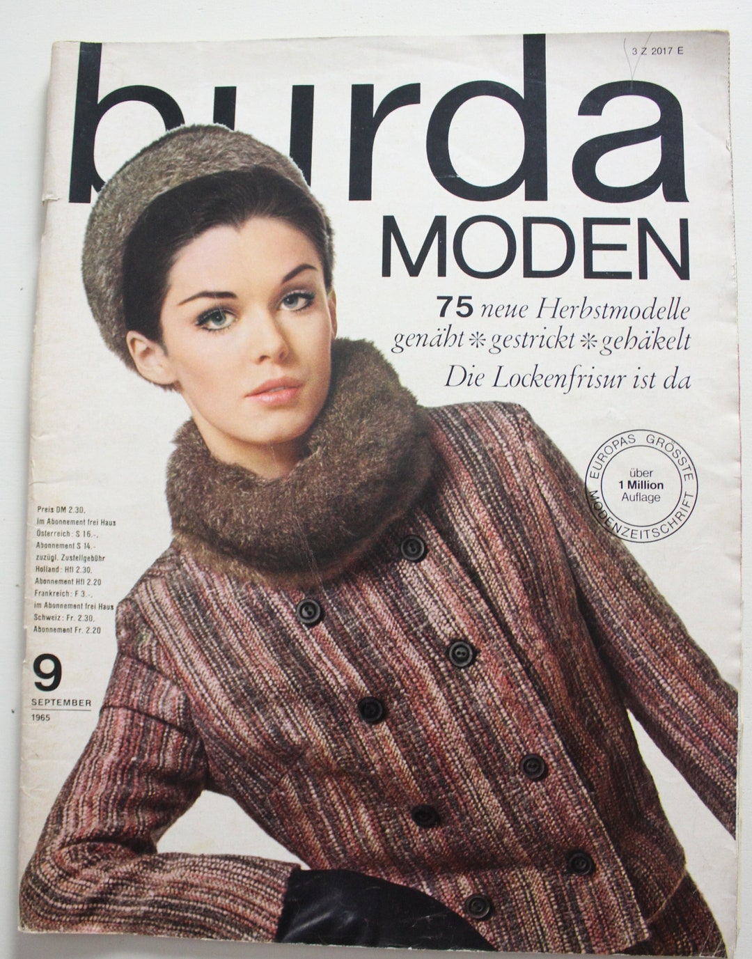 Burda Moden 9/ 1965 Instructions, Cutting Sheet, Fashion Magazine, Fashion Magazine, Sewing ...