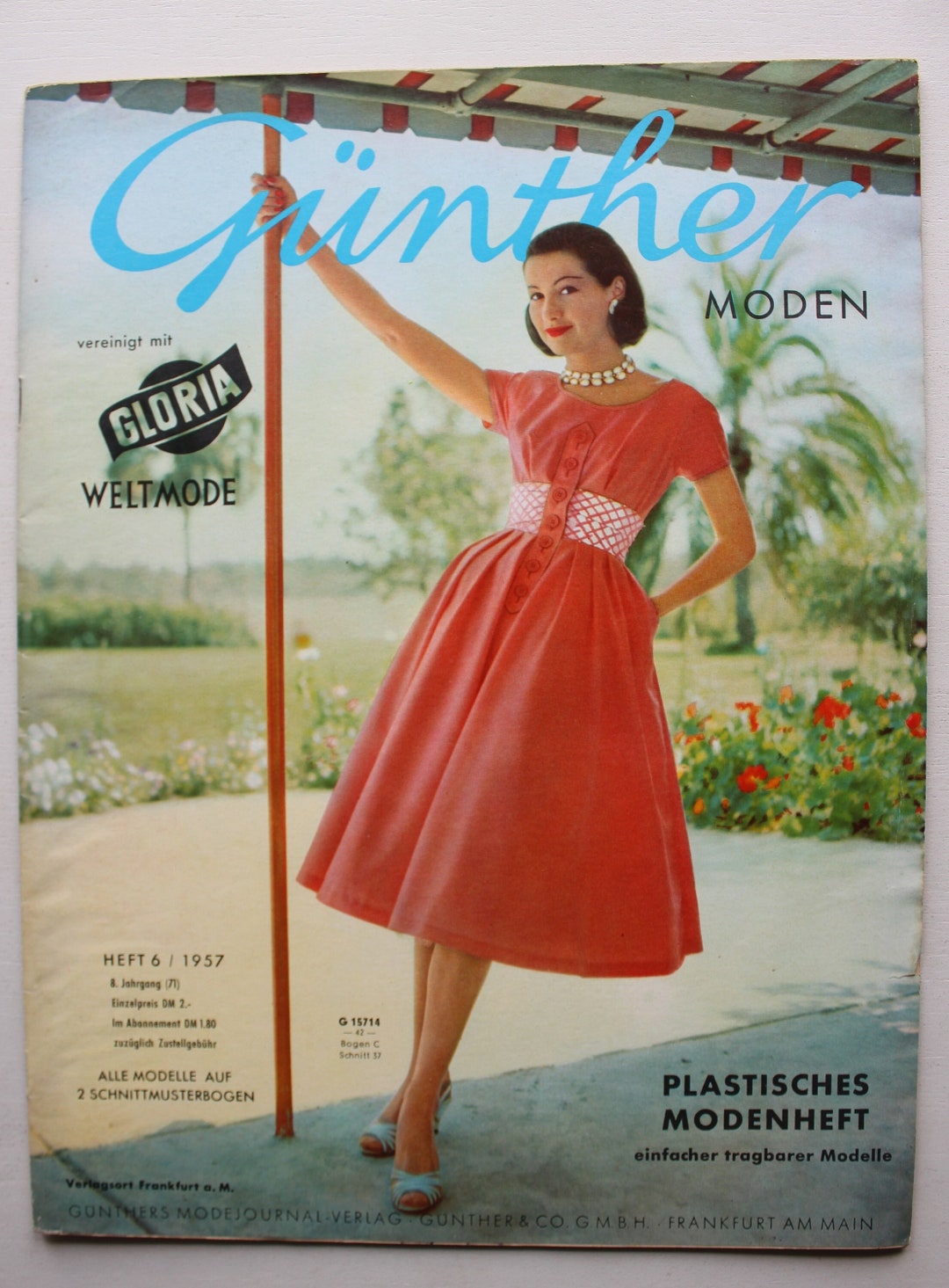 Günther Modenblatt mit Gloria Weltmode 6/ 1957 Schnittbogen ...