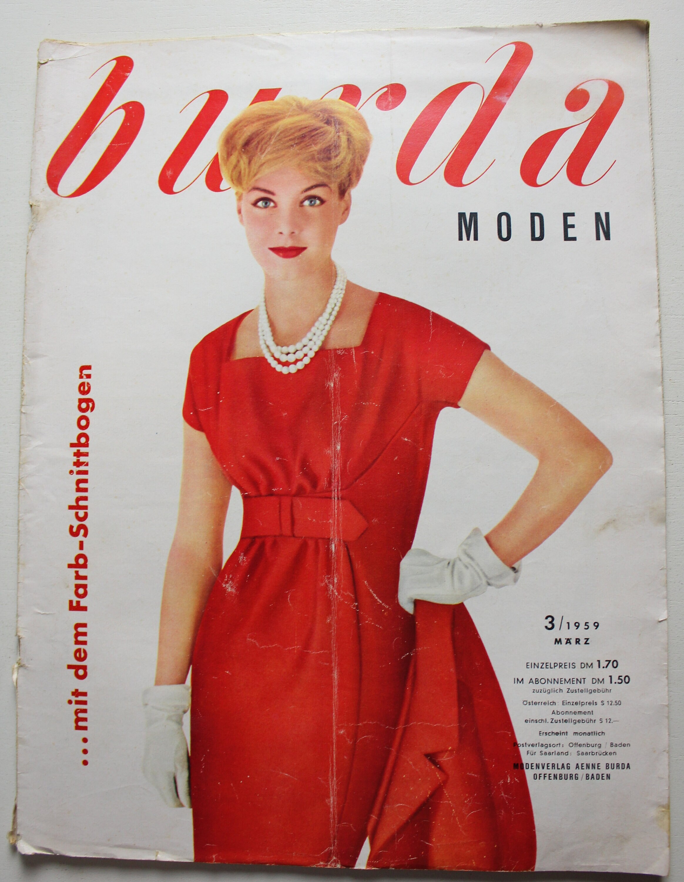 Burda Moden 3/ 1959 Instructions, Cutting Sheets, Fashion Magazine ...