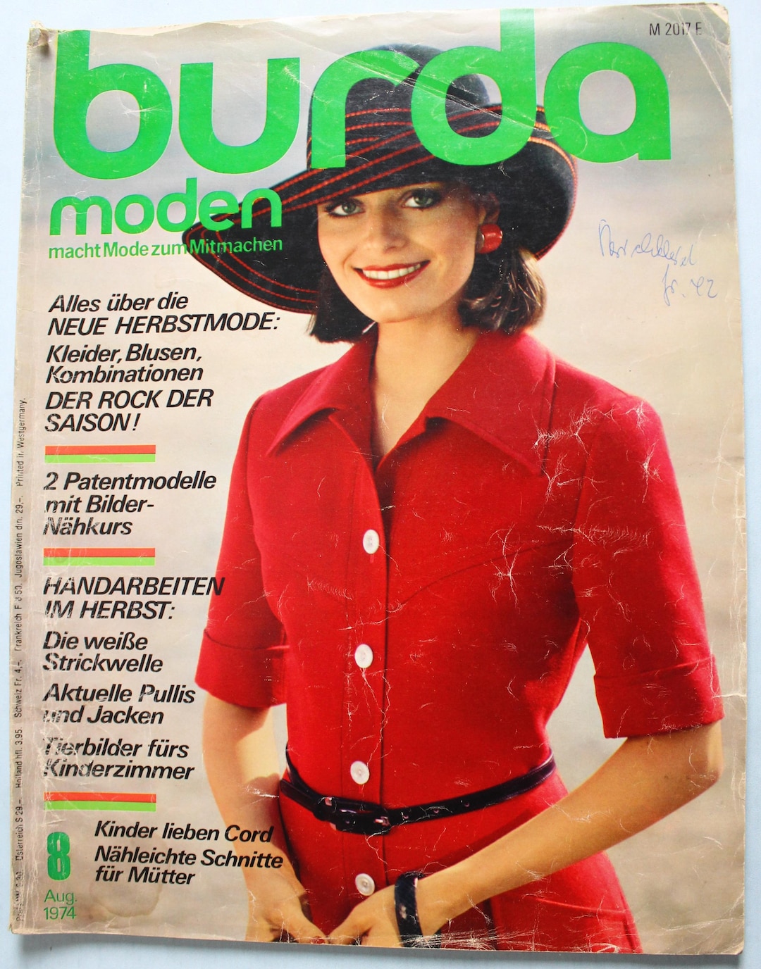 Burda Moden 8/ 1974 Instructions, Pattern Sheets, Fashion Magazine ...