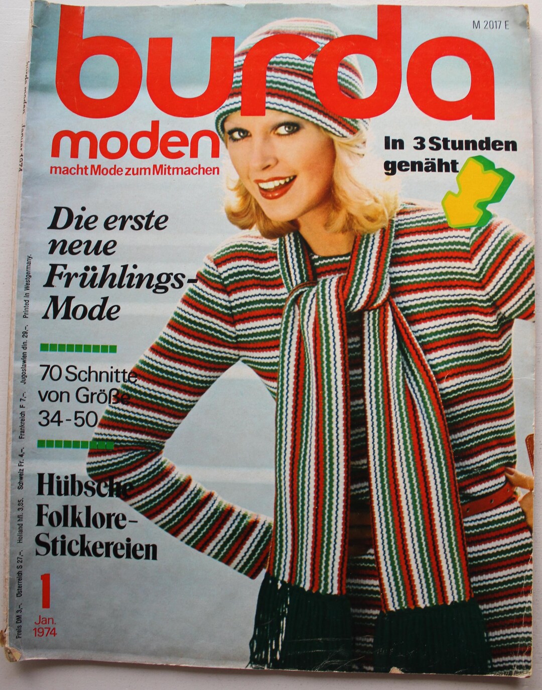 Burda Moden 1/ 1974 With Instructions Pattern Sheets Fashion Magazine Patterns Fashion Magazine ...