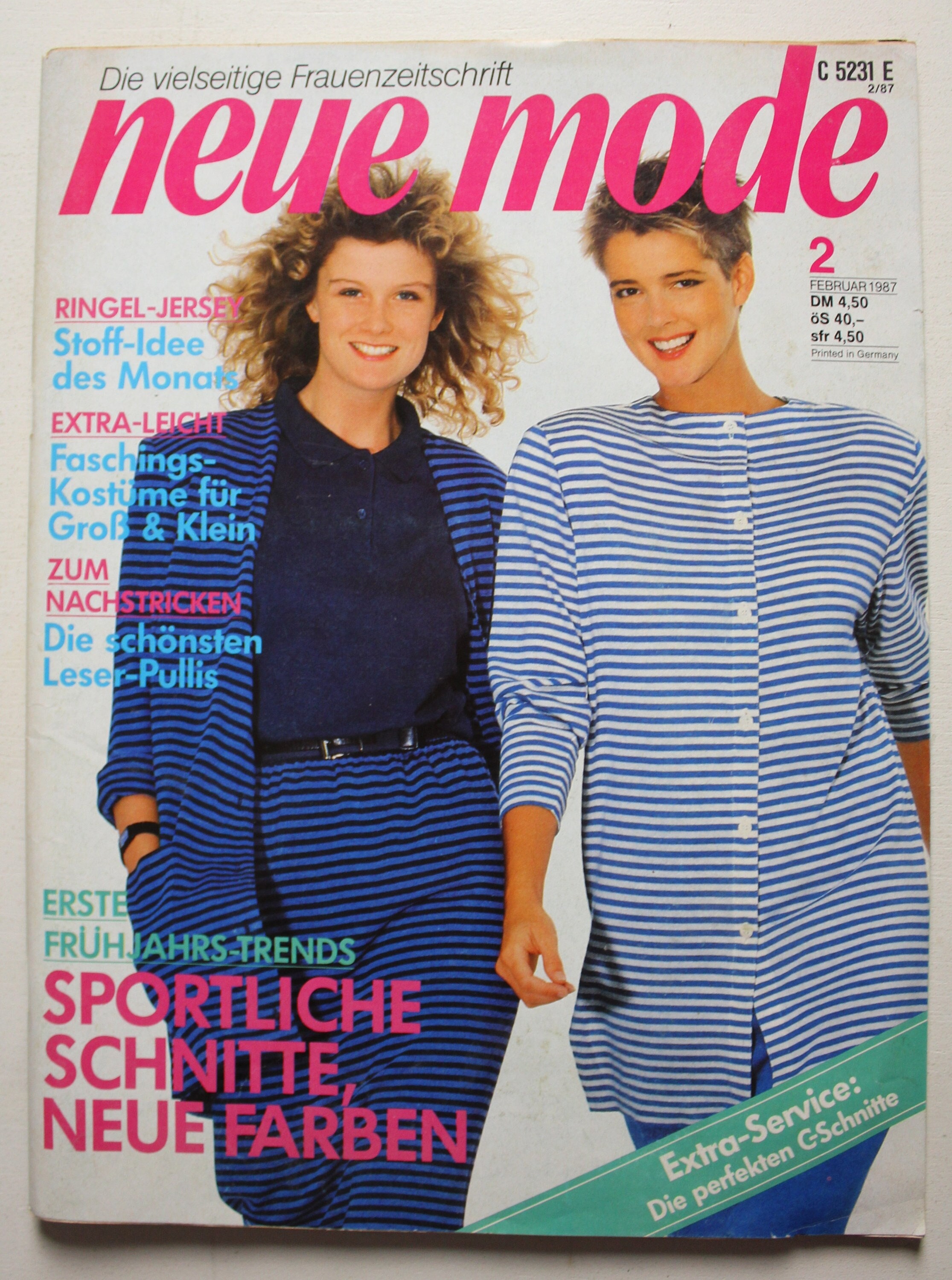 Neue Mode 2/ 1987 Work Supplement, Cutting Sheet, Fashion Magazine ...