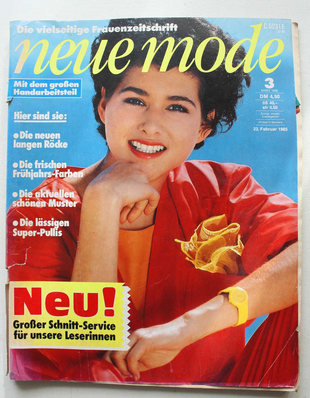 Neue Mode 3/ 1985 Work Supplement, Cutting Sheet, Fashion Magazine ...