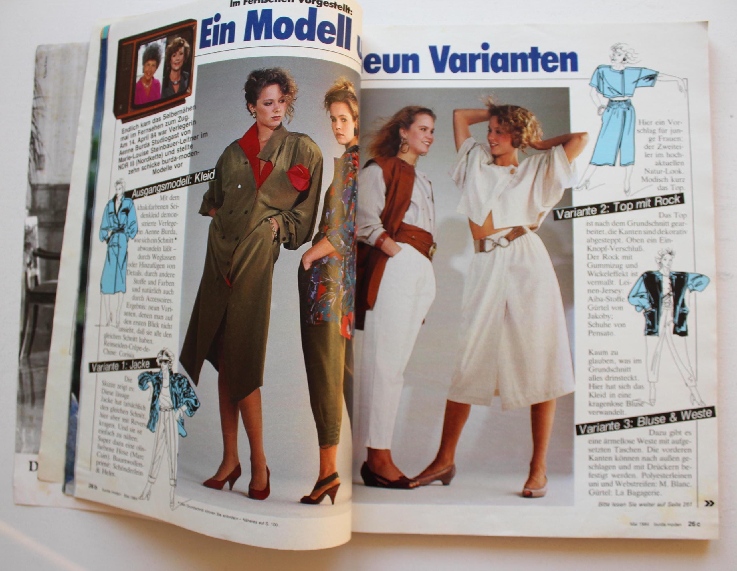 Burda Moden 5/ 1984 Instructions, Pattern Sheets Fashion Magazine Retro ...
