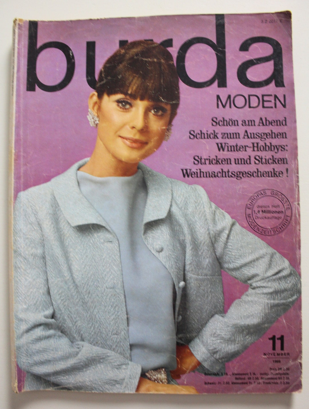 Old Magazine Burda Moden 11/ 1966 Instructions Pattern Sheets Fashion Magazine Fashion Booklet ...