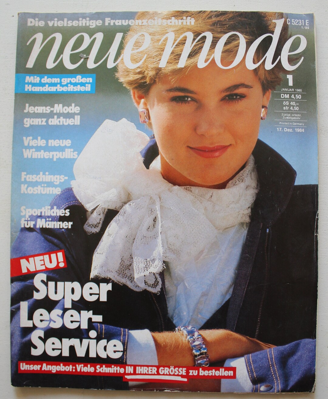 Neue Mode 1/ 1985 Work Supplement, Cutting Sheet, Fashion Magazine ...