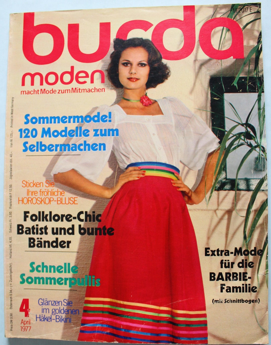 Burda Moden 4/ 1977 Instructions, Pattern Sheets, Fashion Magazine Fashion Booklet Sewing ...