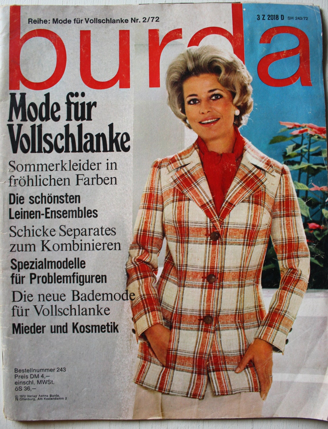 Burda Fashion for Full-figured People, 1972 With Instructions, Cutting Sheets, Fashion Magazine ...