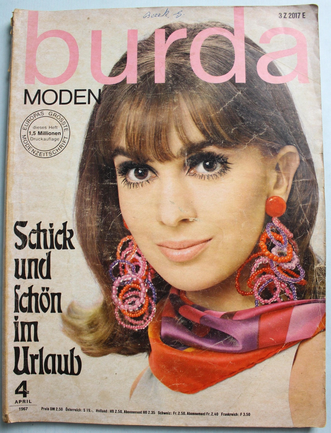 Burda Moden 4/ 1967 Instructions, Pattern Sheets, Fashion Magazine Fashion Booklet Sewing ...