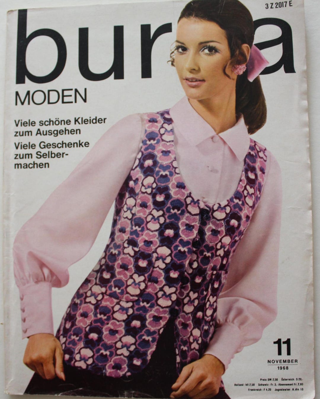 Burda Moden 11/ 1968 Instructions, Pattern Sheets, Fashion Magazine Patterns Fashion Magazine ...