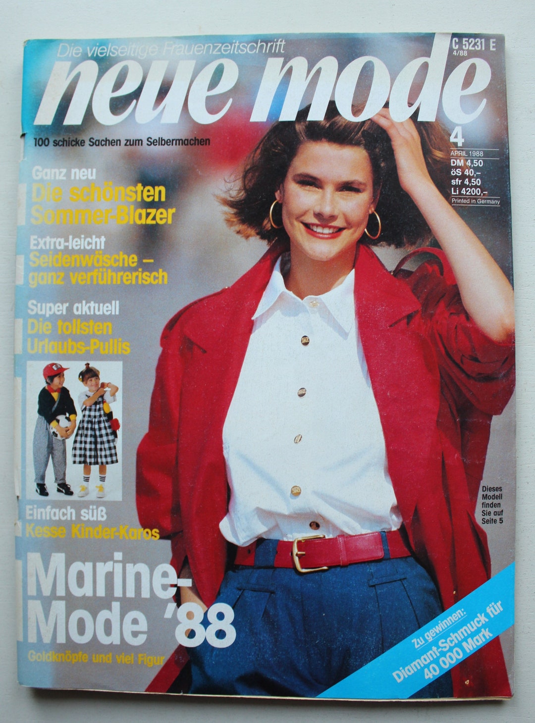 Neue Mode 4/ 1988 Instructions, Cutting Sheets, Fashion Magazine ...