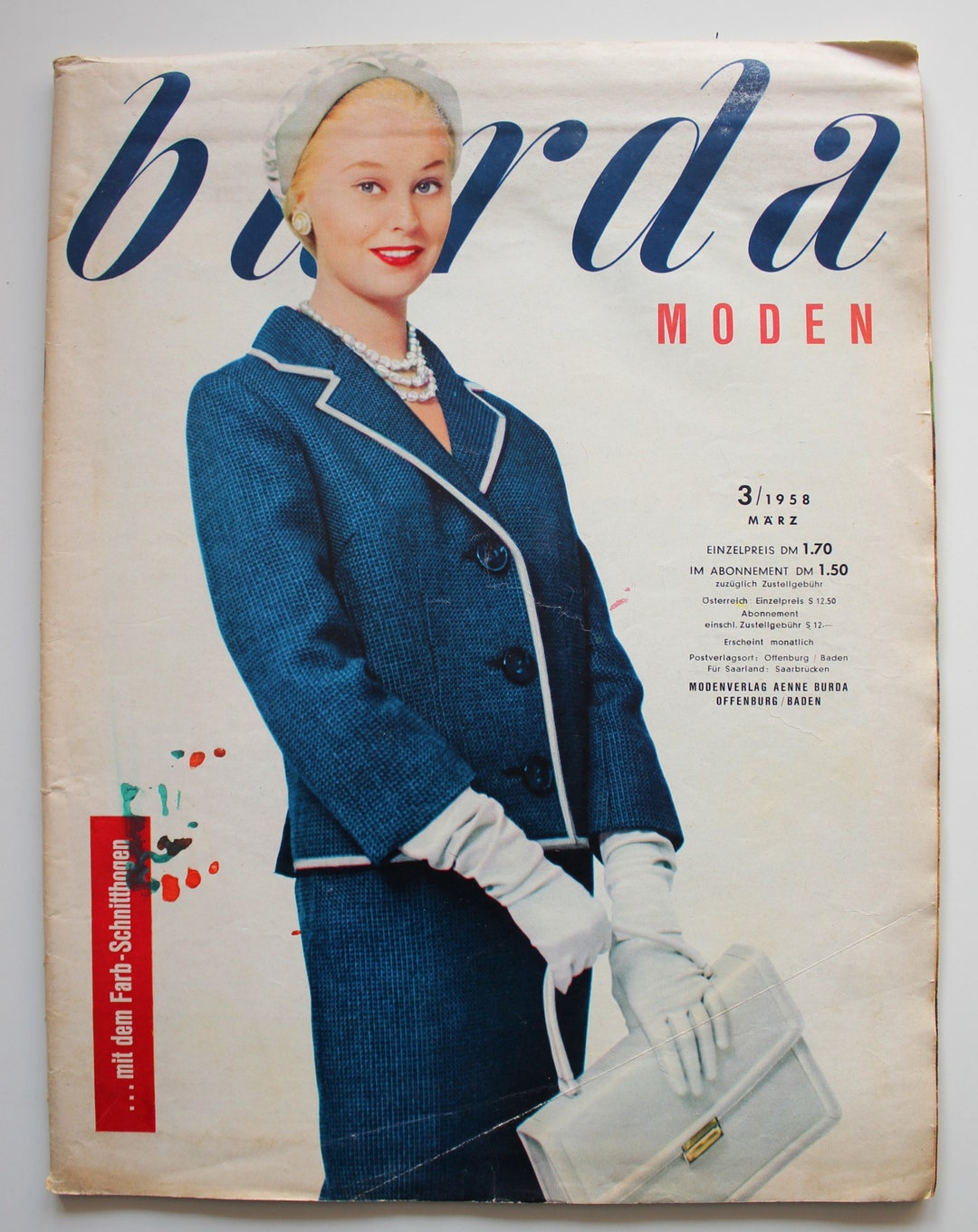 Burda Moden 3/ 1958 Instructions, Cutting Sheet Fashion Magazine Fashion Magazine Sewing ...