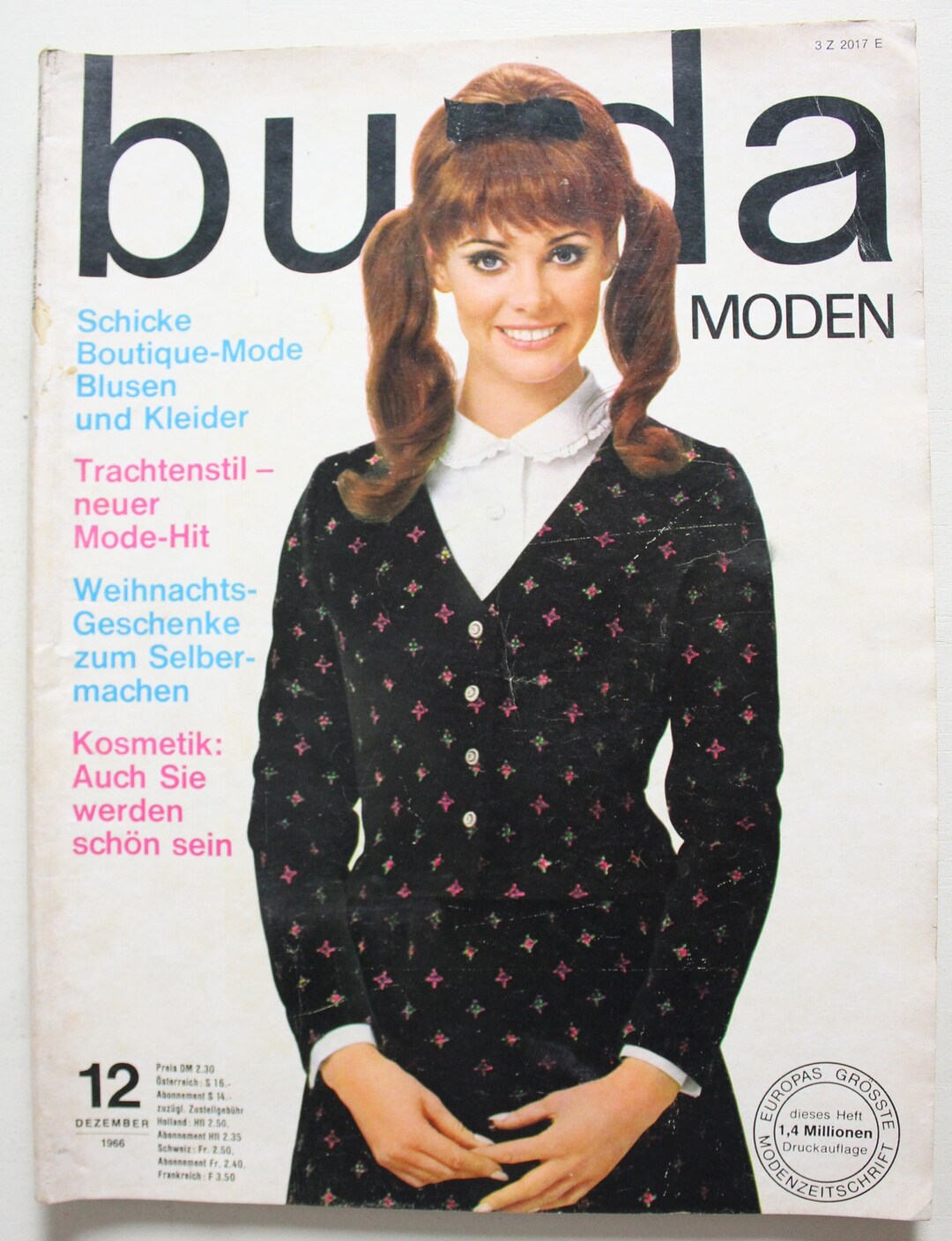 Burda Moden 12/ 1966 Instructions, Cutting Sheet, Fashion Magazine, Fashion Magazine, Sewing ...