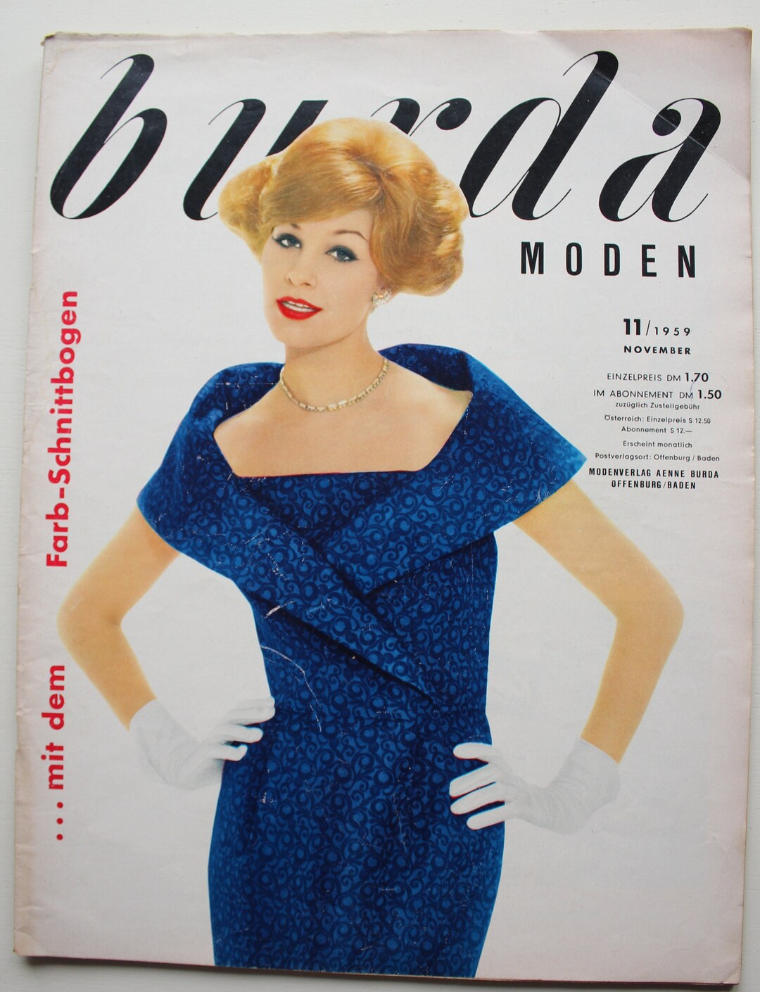 Burda Moden 11/ 1959 Instructions, Cutting Sheets, Fashion Magazine, Fashion Booklet, Sewing ...