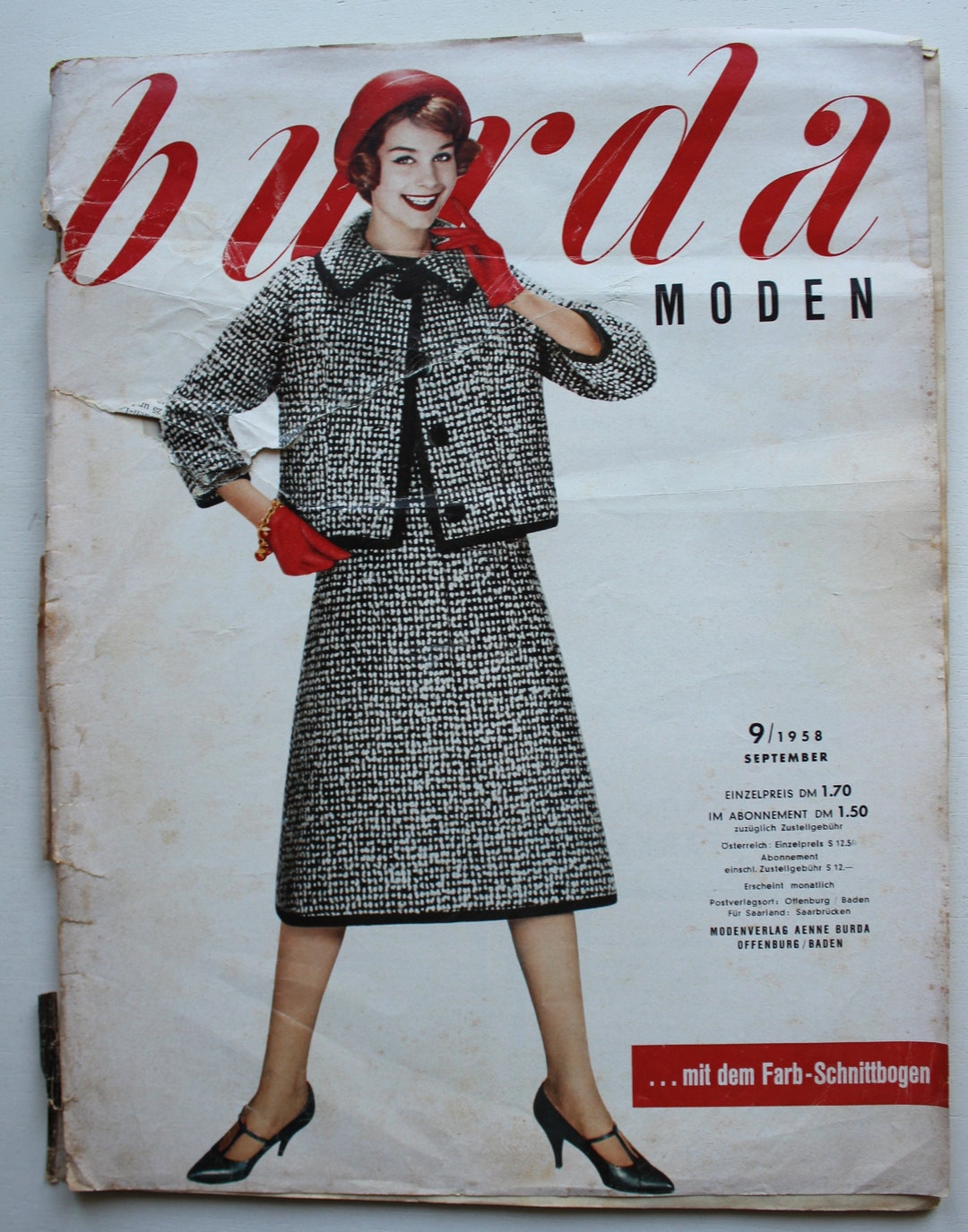 Burda Moden 9/ 1958 Instructions, Cutting Sheet, Fashion Magazine, Fashion Magazine, Sewing ...