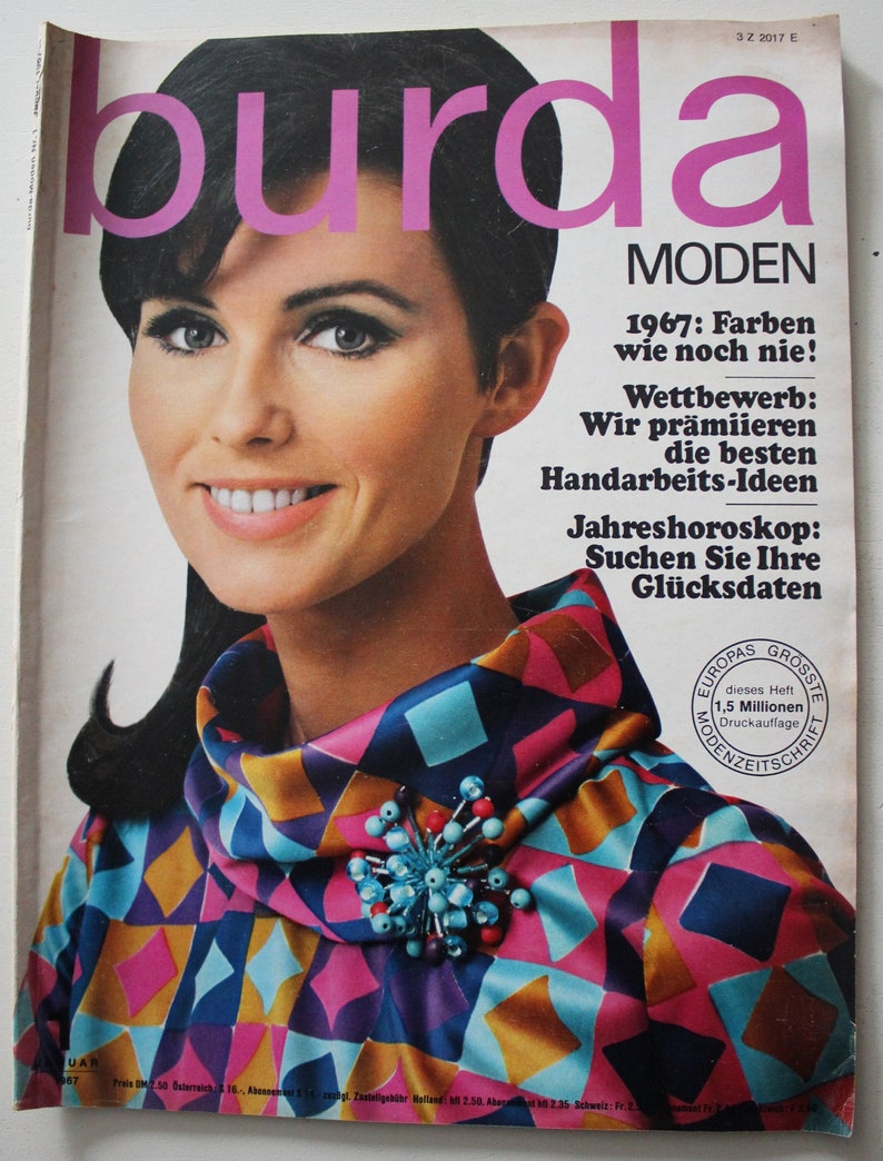 Stary magazyn Burda Moden 1/1967 Instrukcje, wykroje krawieckie Magazyn ...