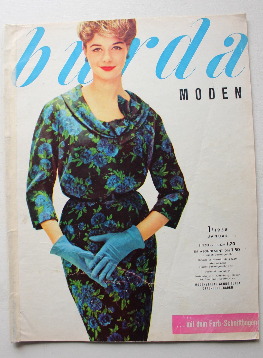Burda Moden 1/ 1958 Instructions, Patterns, Fashion Magazine, Fashion Magazine, Sewing Magazine ...