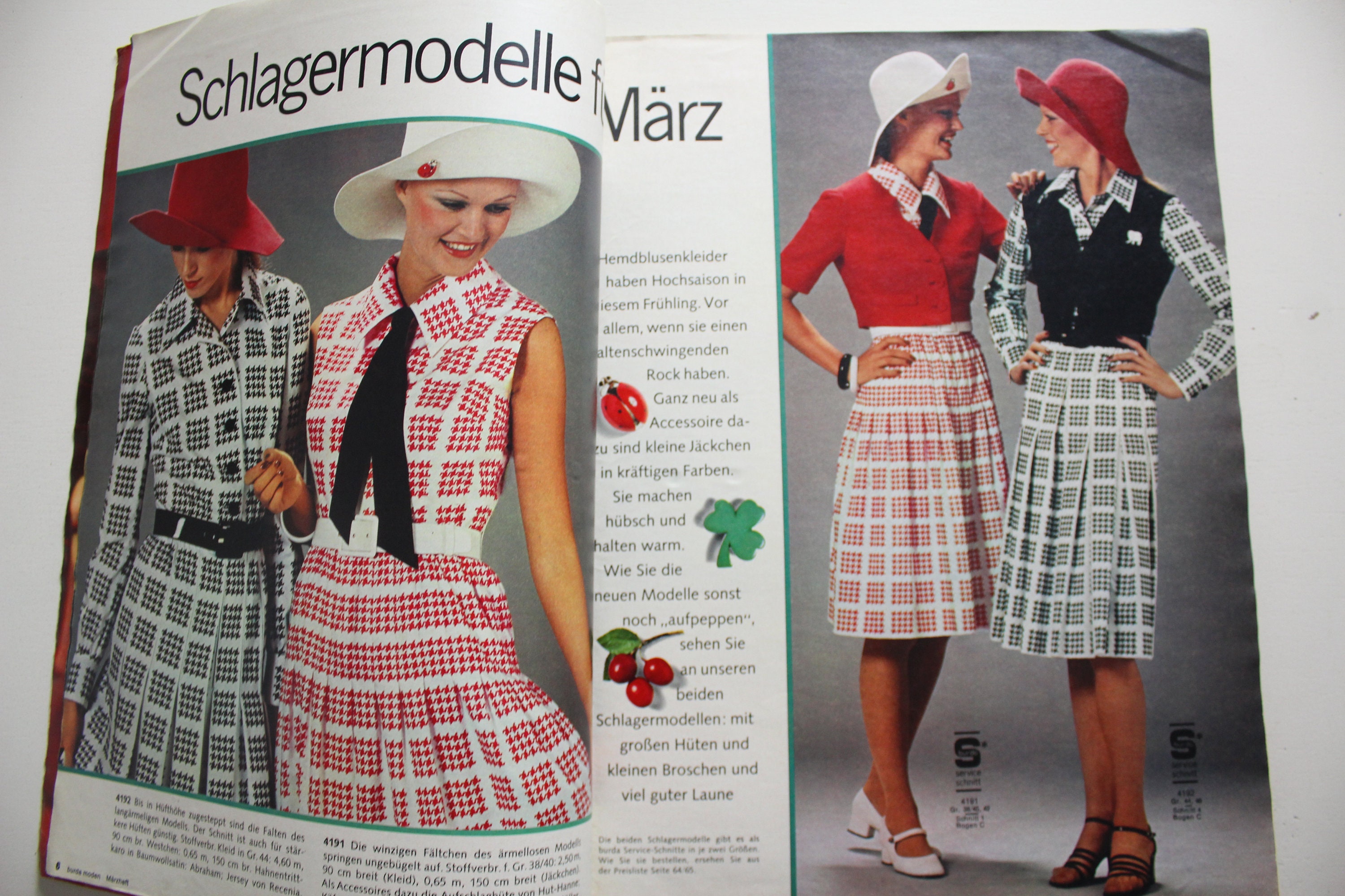 Burda Moden 3/ 1972 Instructions, Cutting Sheets, Fashion Magazine Retro Sewing Patterns Vintage ...