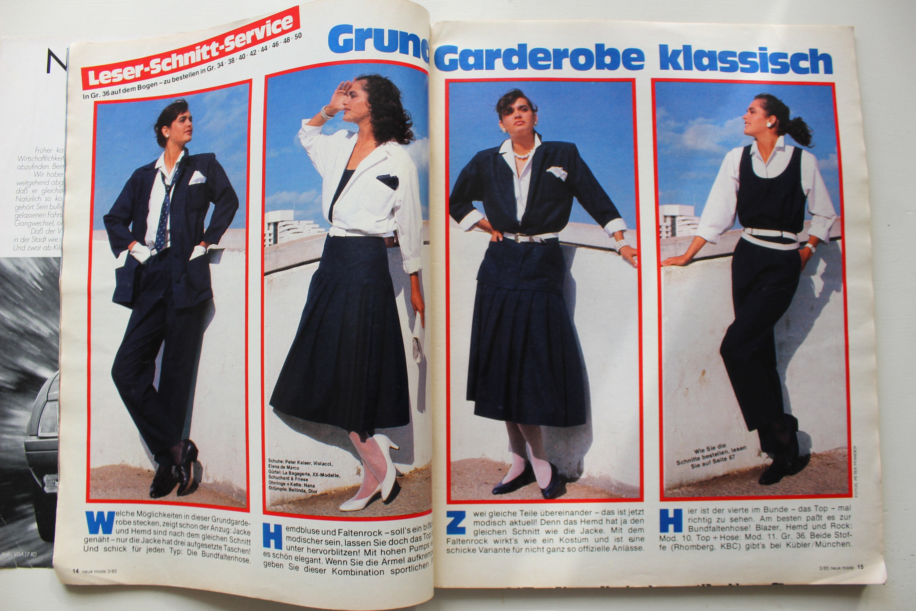 Neue Mode 3/ 1985 Work Supplement, Cutting Sheet, Fashion Magazine ...