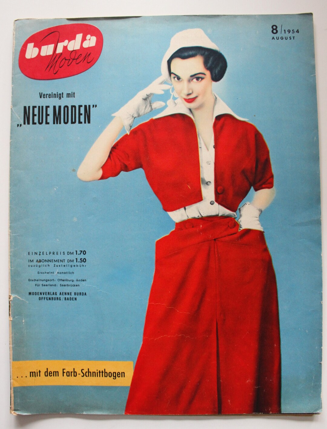 Burda Moden mit Neue Moden 8/ 1954 Anleitungen ,Schnittbogen ...